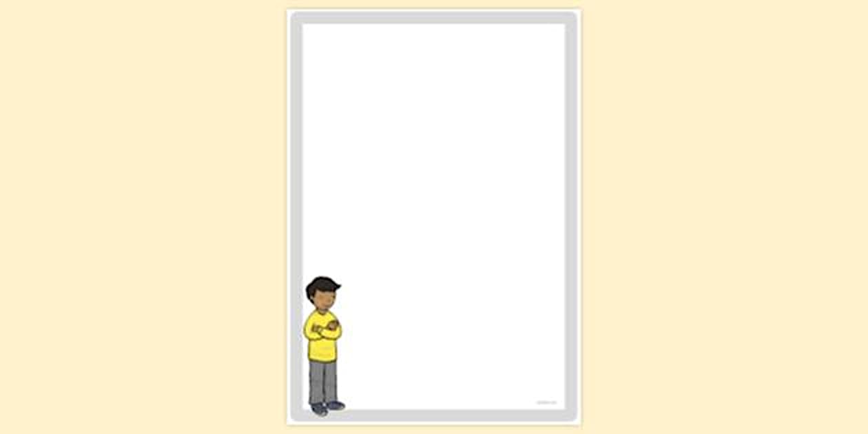 Simple Blank Boy with Arms Folded Page Border | Twinkl