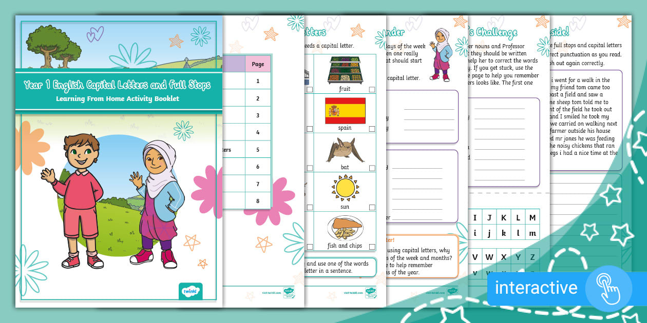 Year 1 Capital Letters and Full Stops Activity Booklet