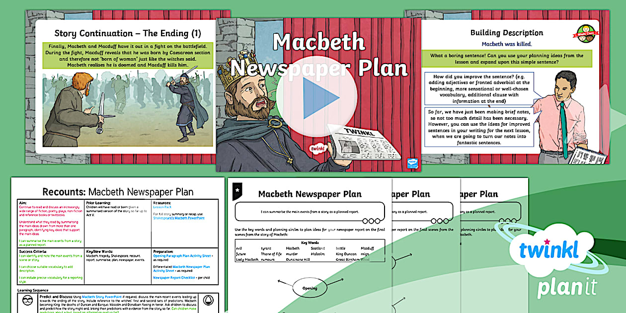 Significant Author: Macbeth: Recounts 1 Y6 Lesson Pack