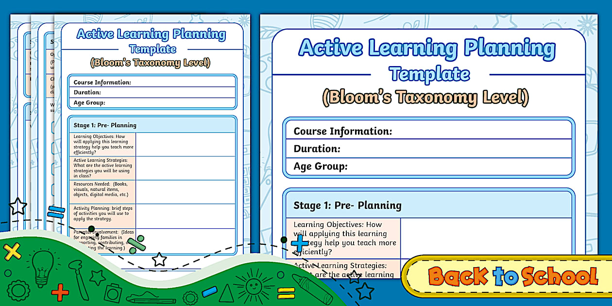 Active Learning Planning Template- Bloom's Taxonomy Level