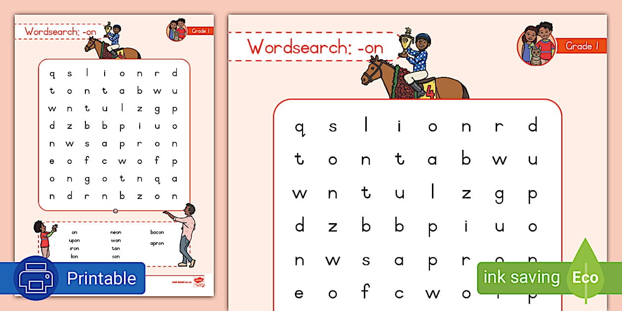 Grade 1 Phonics: -on Wordsearch (teacher made) - Twinkl