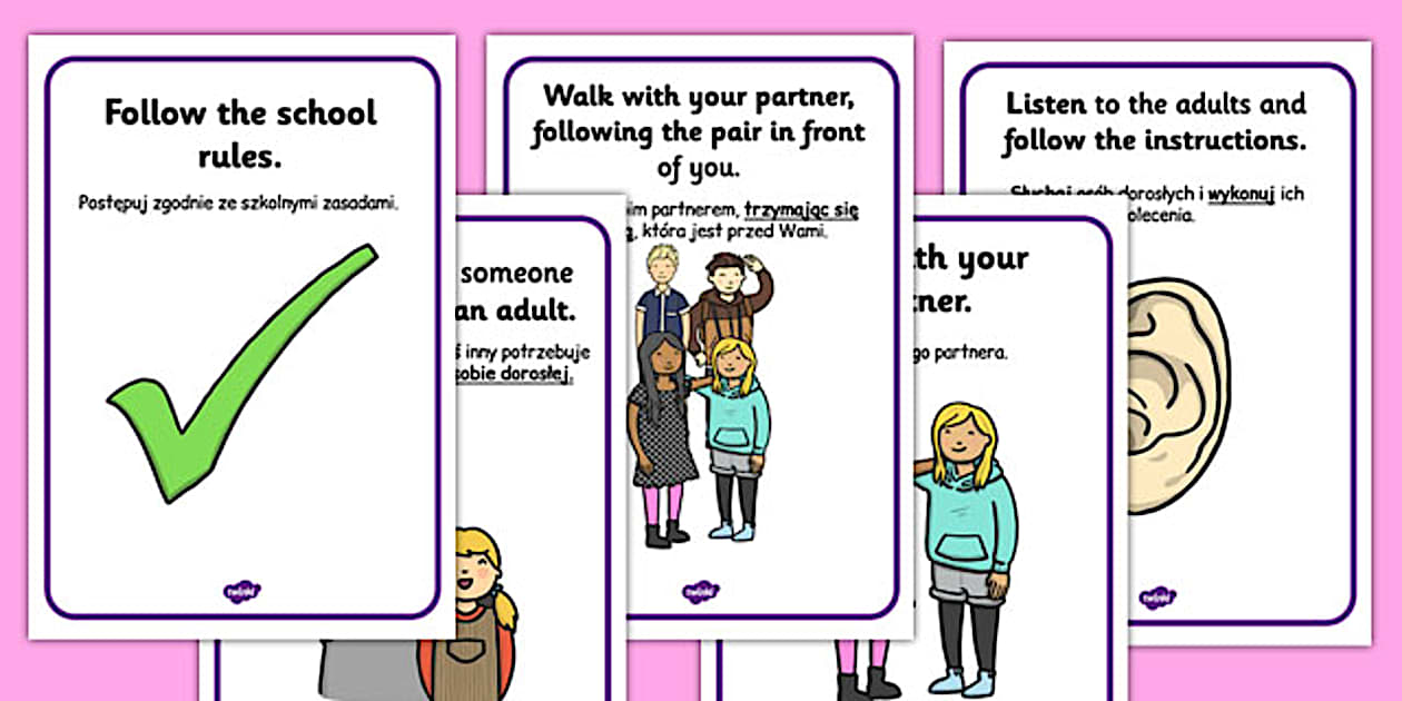 Local Walk Rules Posters Polish Translation (teacher made)