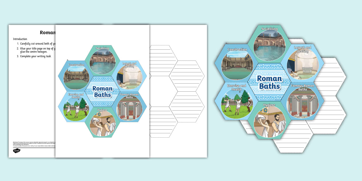 Roman Baths Hexagon Writing Template Twinkl (teacher made)