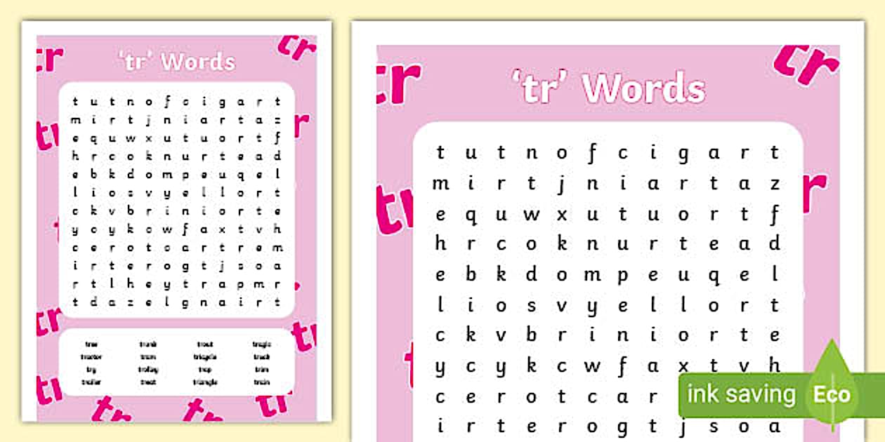 Black and White 'tr' Blend Word Search (professor feito)