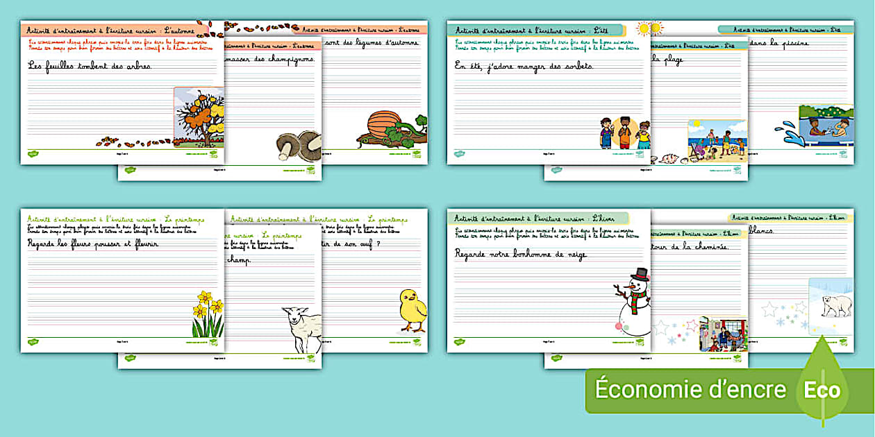 PACK _ Activité d'entraînement à l'écriture cursive