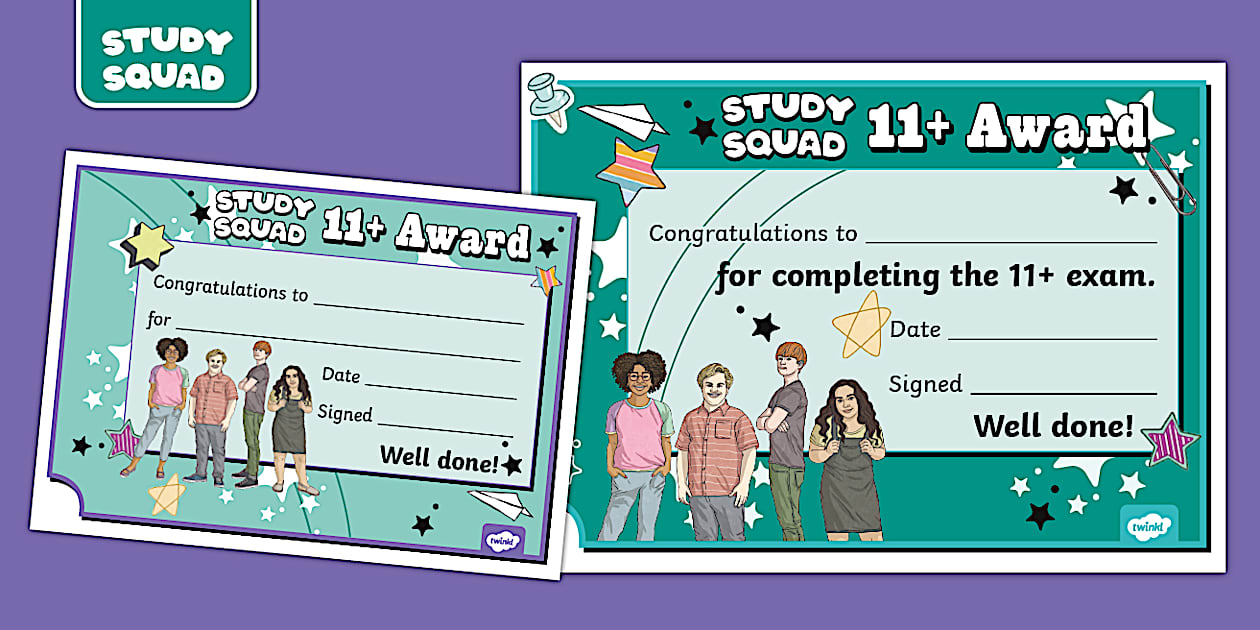 Study Squad 11+ KS2 Certificates (teacher made) - Twinkl