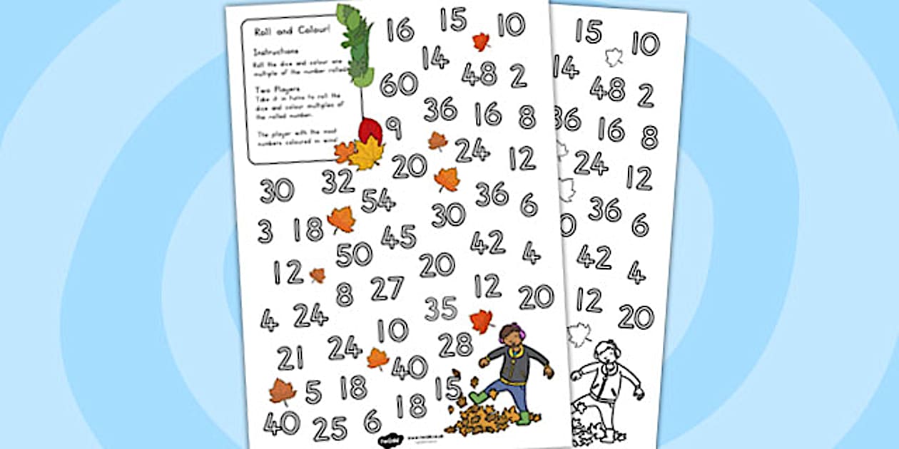 Leaves Color and Roll Worksheet