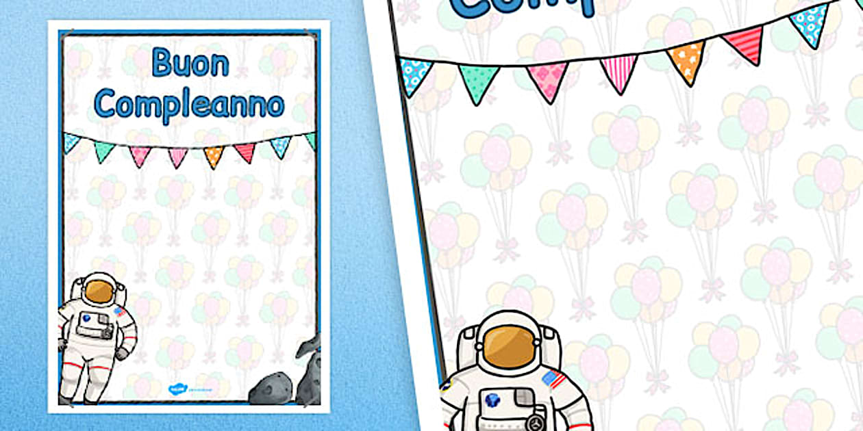 Italian Happy Birthday Posters Space Themed (Teacher-Made)