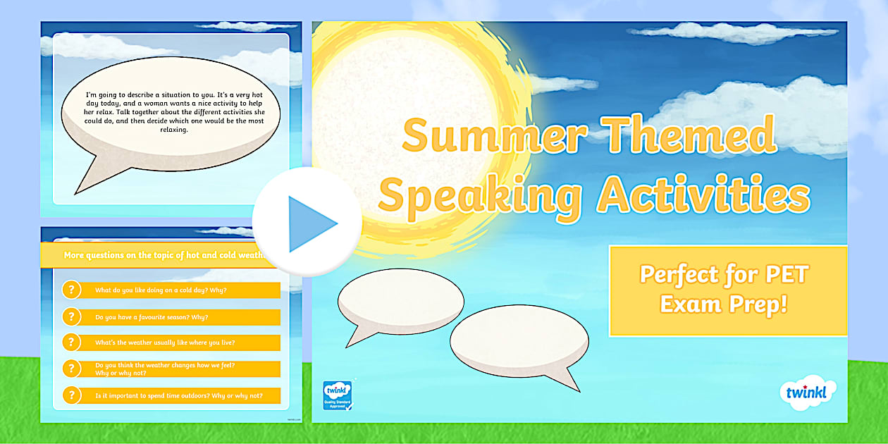 PET Exam Speaking Prep: Summer Special - Twinkl