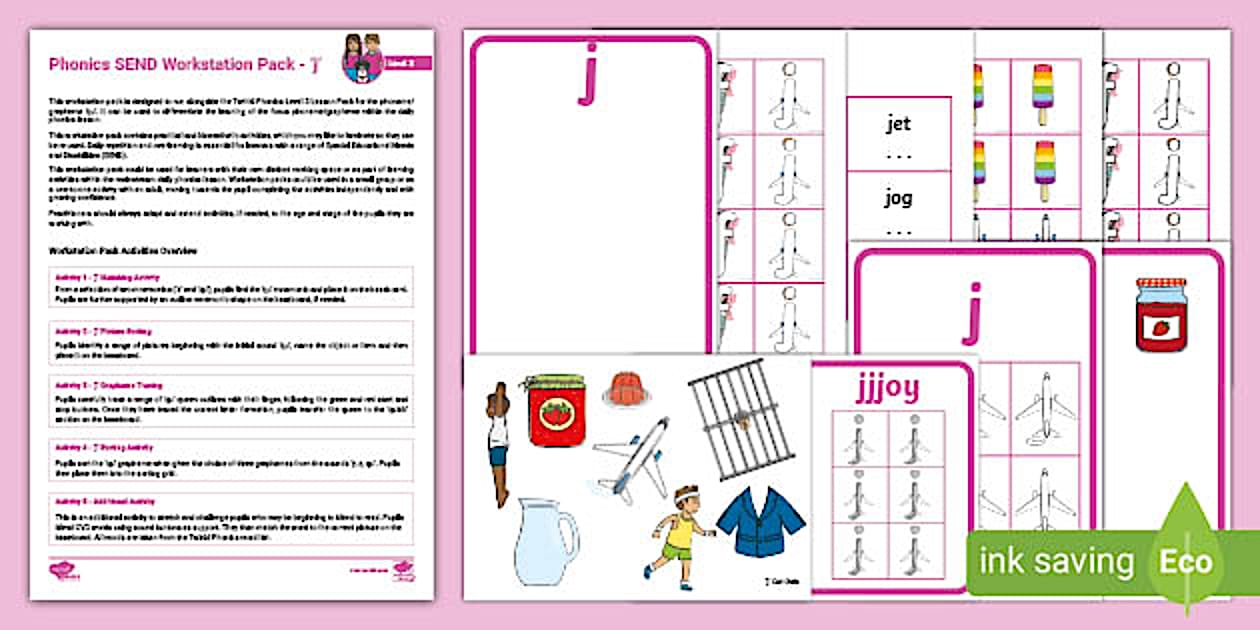 'j' - Level 3 Phonics SEND Workstation Pack (teacher made)