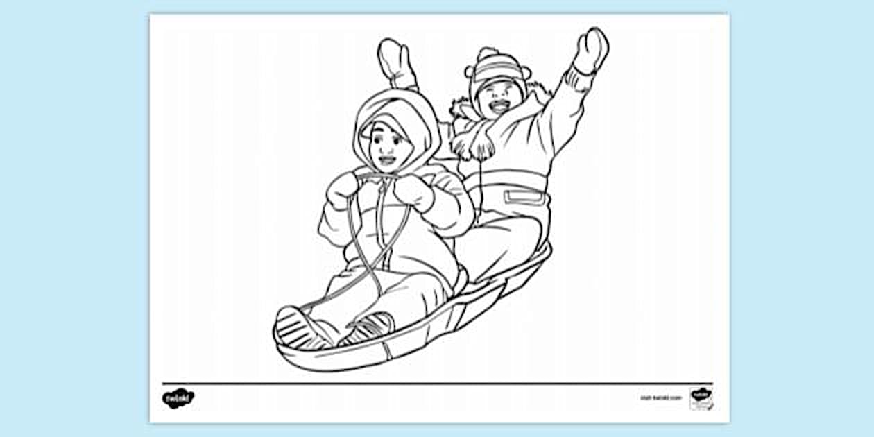 Sled Colouring Page Printable | Colouring Sheets - Twinkl