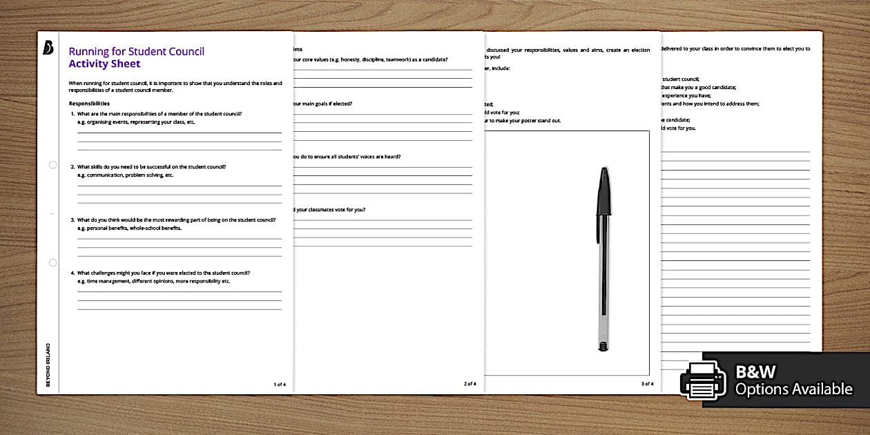 Running for Student Council Activity (teacher made) - Twinkl
