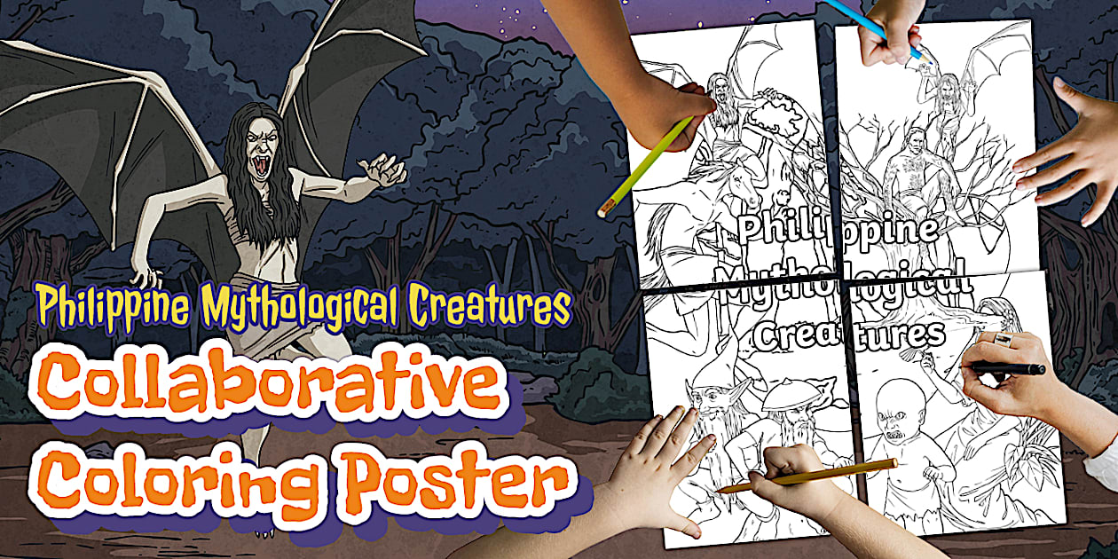 Philippine Mythological Creatures Collaborative Coloring Poster | Grade 6