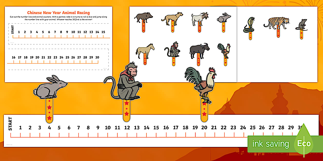 Chinese New Year Animal Number Line Race (teacher made)