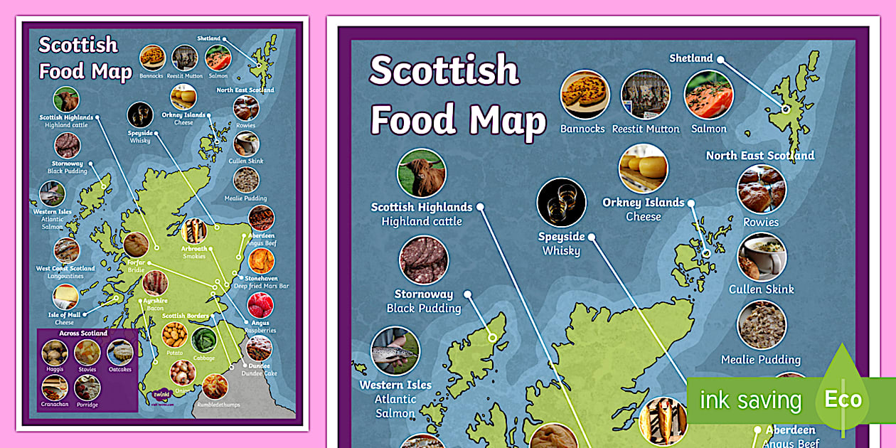 Scottish Food map Display Poster - Scottish Food Map