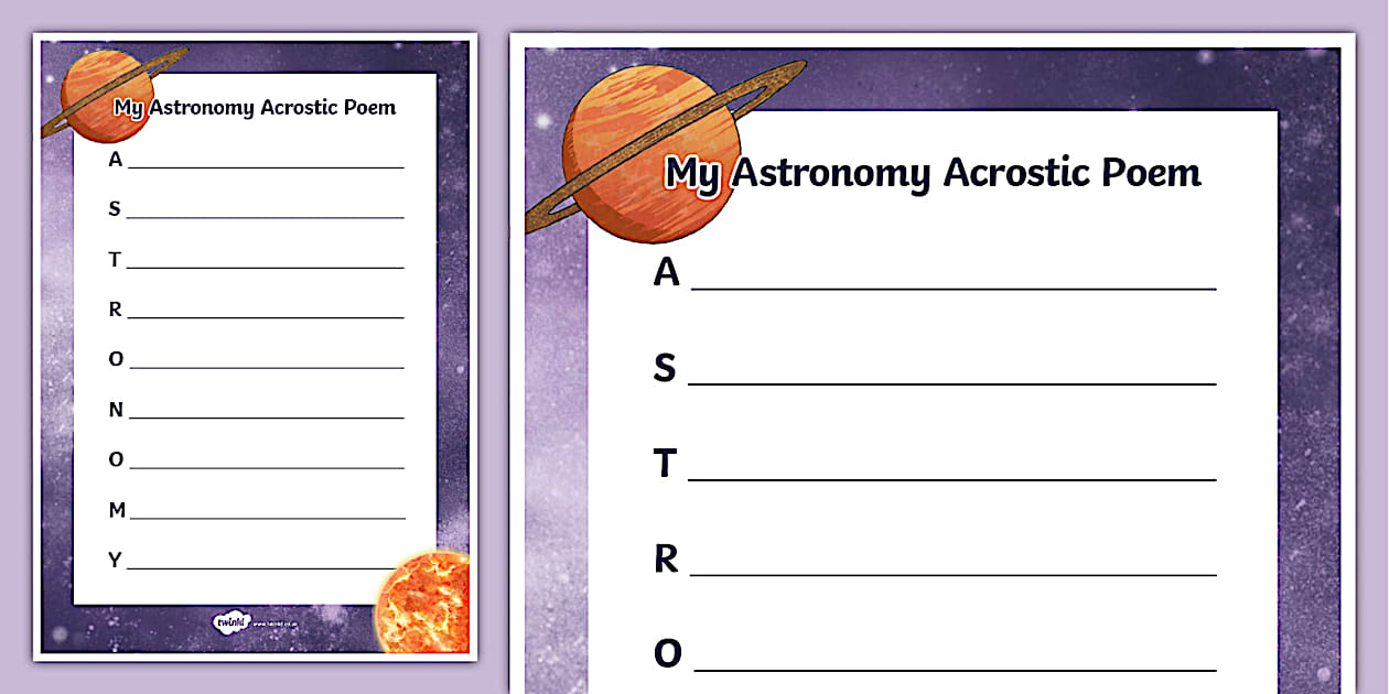 International Astronomy Day KS2 - Acrostic Poem - Twinkl