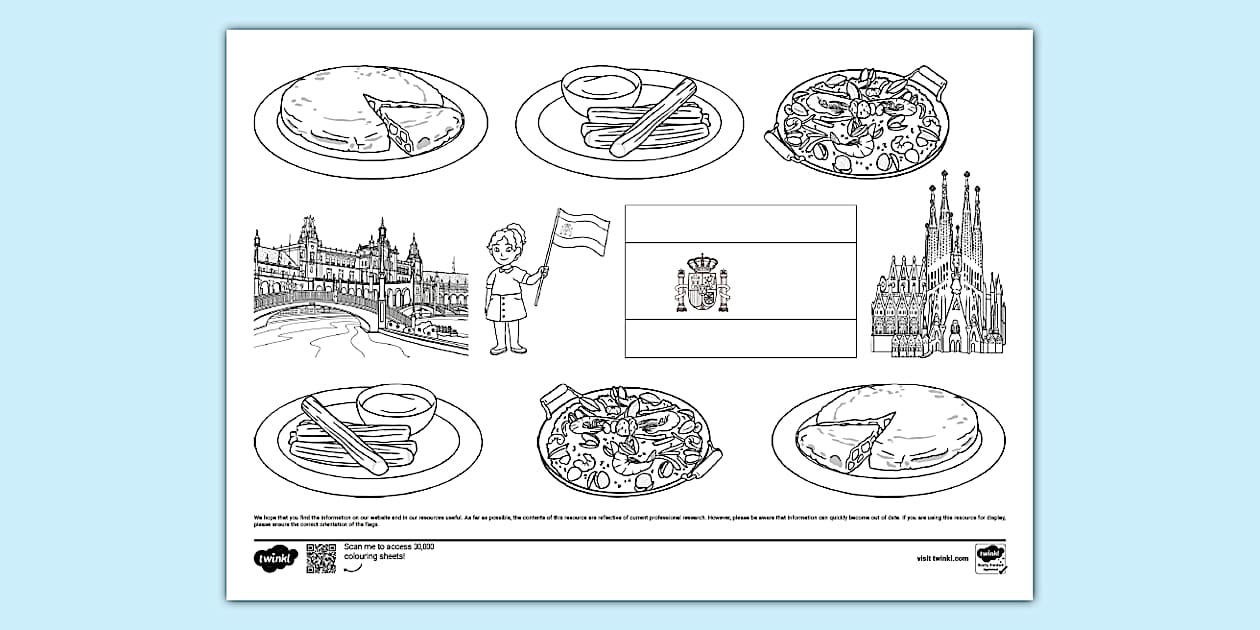 Spain Doodle Colouring Page (teacher made) - Twinkl