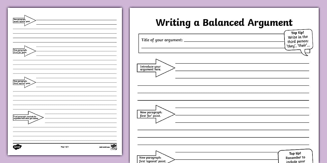 Balanced Argument Outline for 6th-8th Grade (teacher made)
