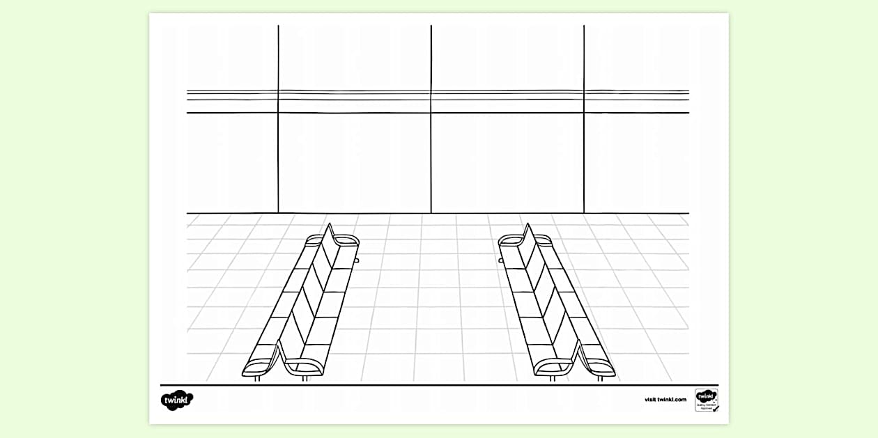 Empty Airport or Waiting Room | Colouring Sheets - Twinkl