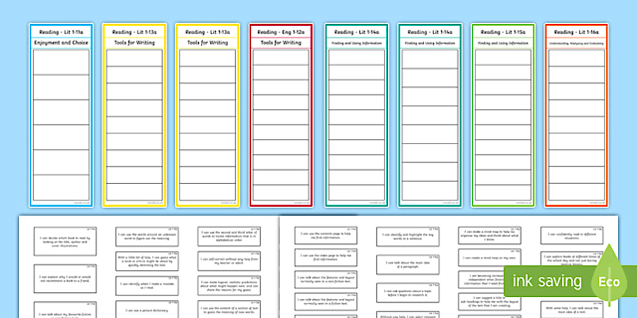 CfE First Level Reading Assessment Bookmark (teacher made)