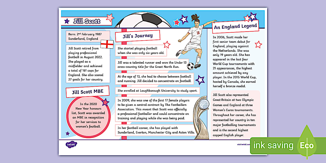 Jill Scott Fact File - Twinkl - KS2 - NewsRoom - Twinkl