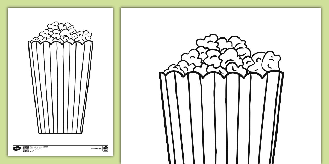 Popcorn Colouring Page (teacher made) - Twinkl