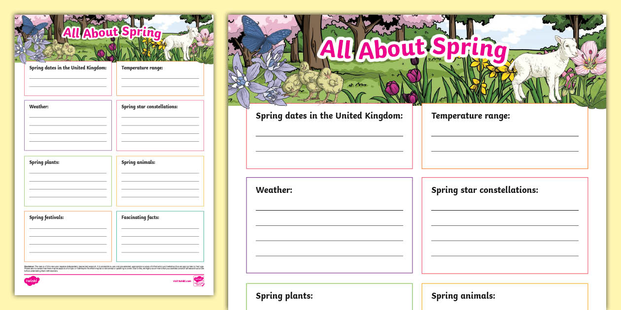 All About Spring Fact File Template (teacher made) - Twinkl
