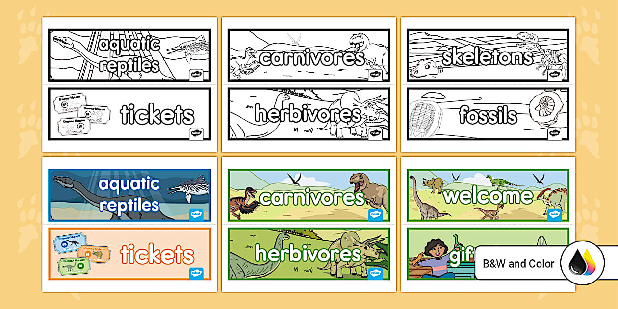 Dinosaur Museum Dramatic Play Signs | Twinkl USA - Twinkl