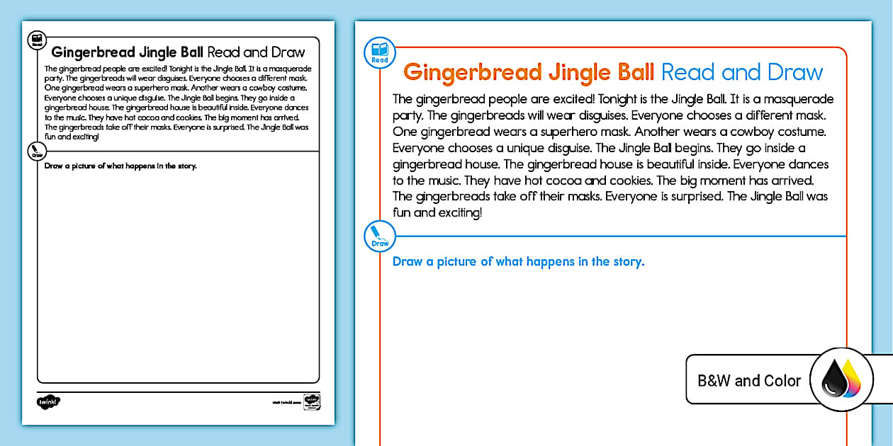 Gingerbread Jingle Ball Reading Passage Read and Draw