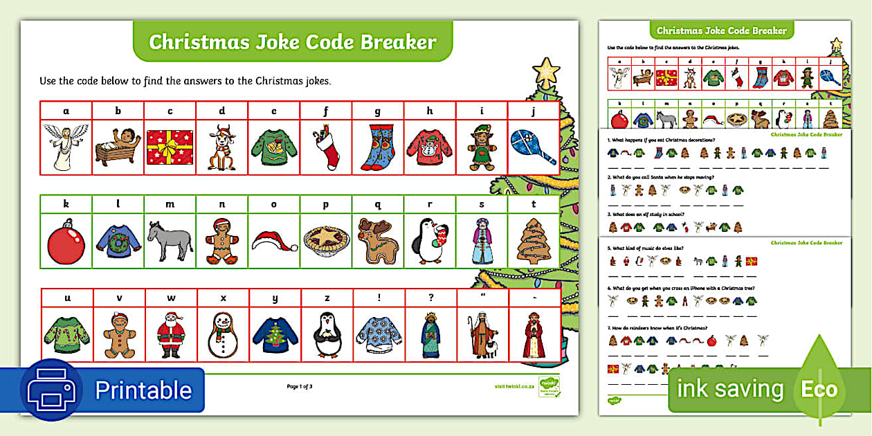 Christmas Joke Code Breaker Puzzle | South Africa - Twinkl