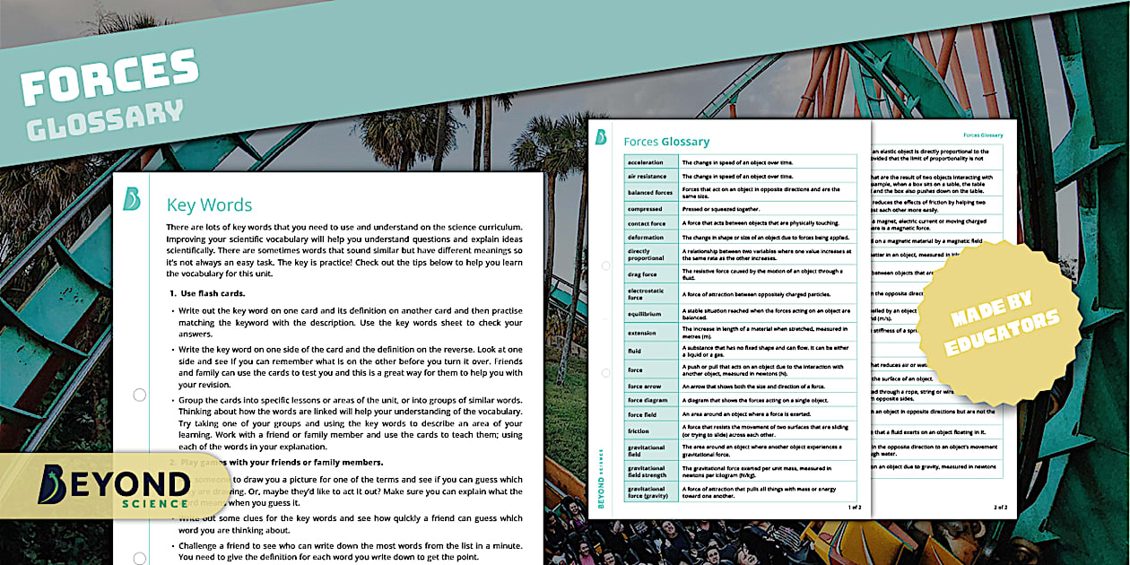 Forces Glossary | KS3 Forces | KS3 Science | Beyond Science