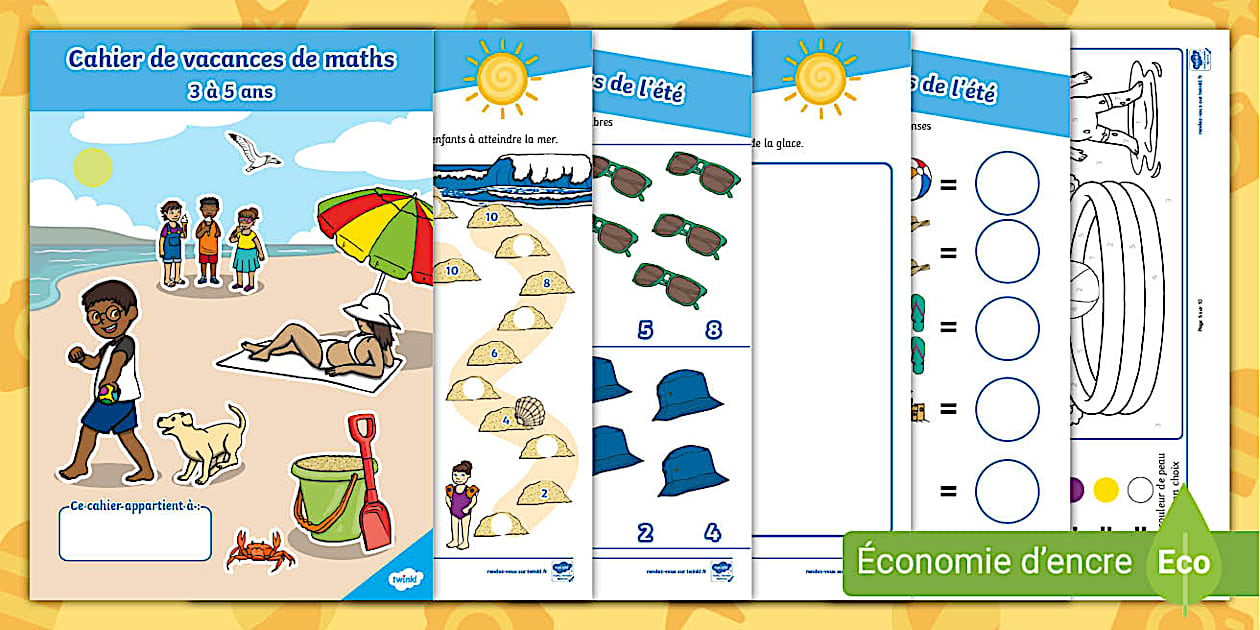 Cahier de vacances d'été de maths pour 3-5 ans - Twinkl