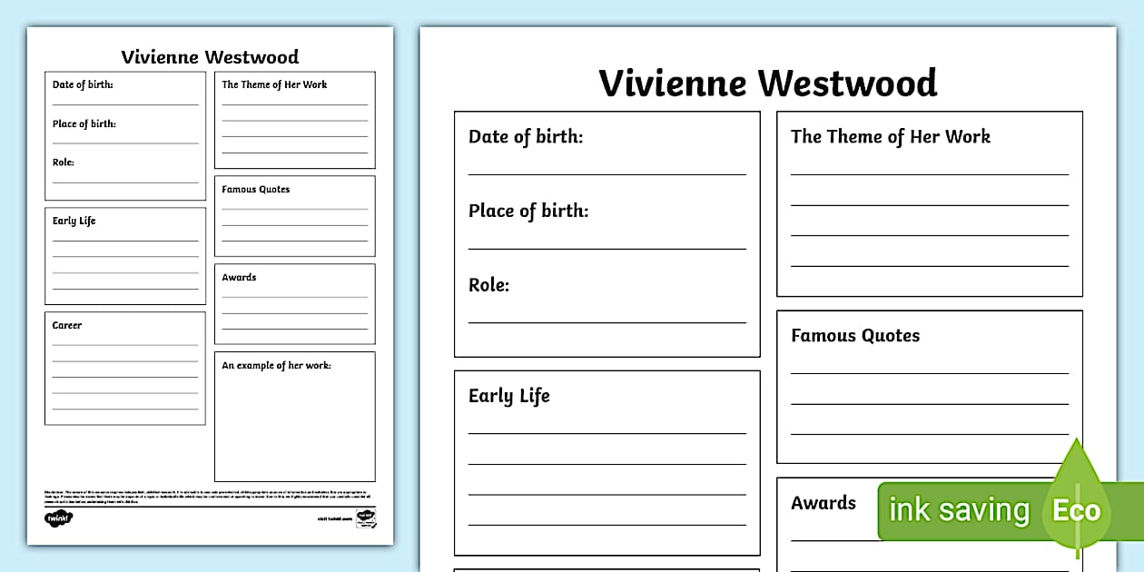 Vivienne Westwood Fact File,Vivienne Westwood - Twinkl