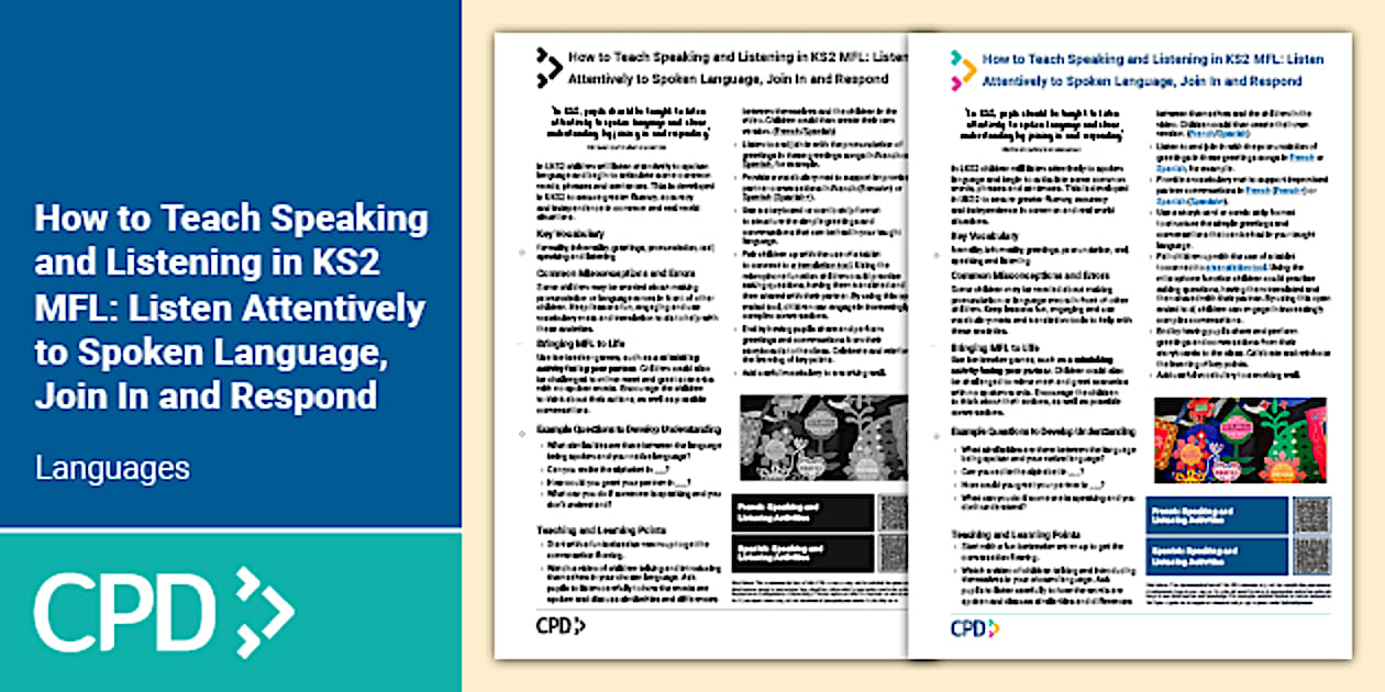 How to Teach Speaking and Listening in KS2 MFL: Listen Attentively to ...