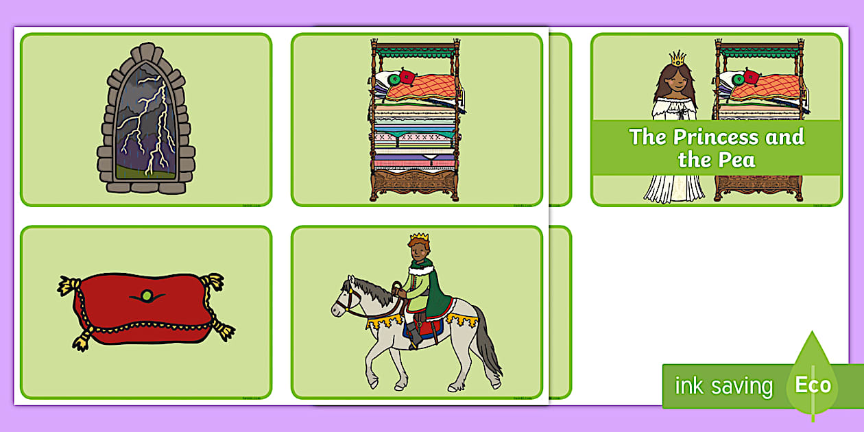 The Princess and the Pea Story Sequencing (Speech Bubbles - 4 per A4)