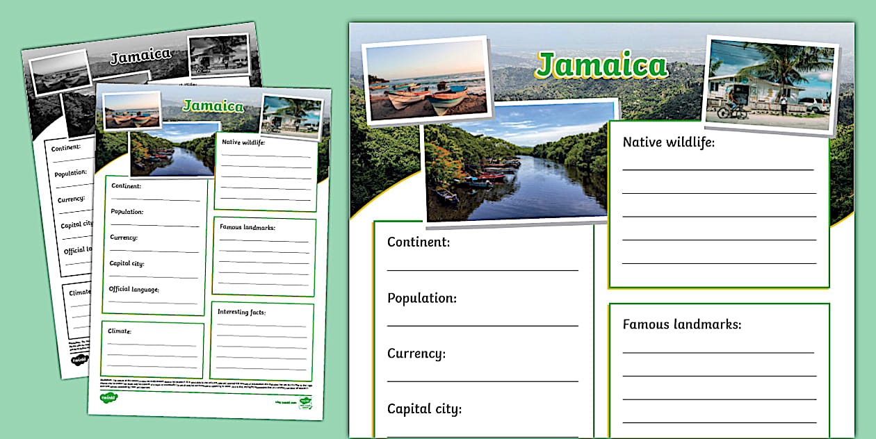 Jamaica Fact File Template - Twinkl Geography