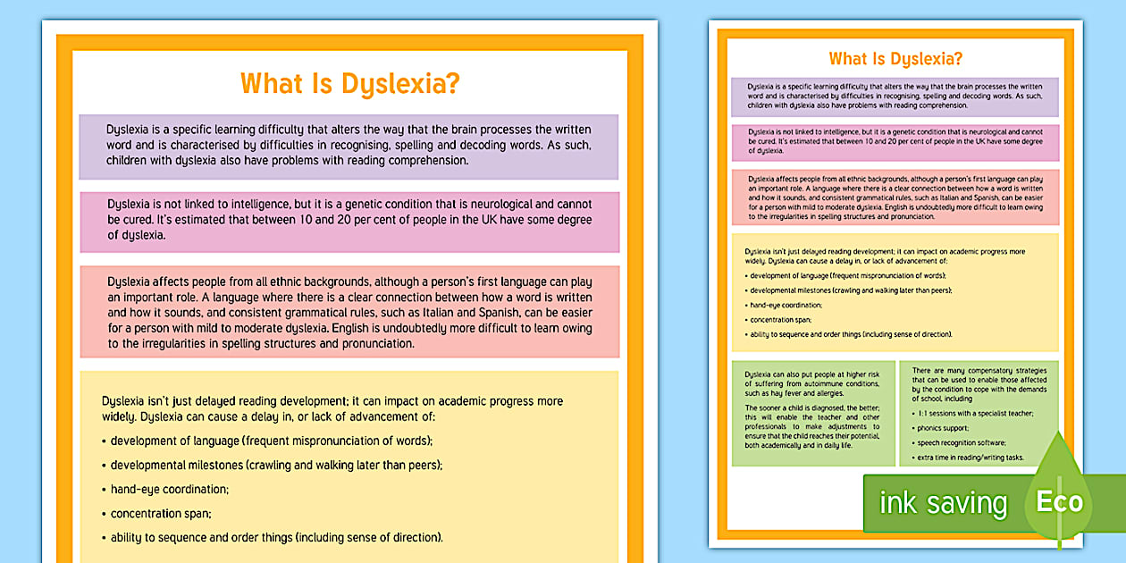 What Is Dyslexia? A4 Display Poster | Twinkl - Twinkl