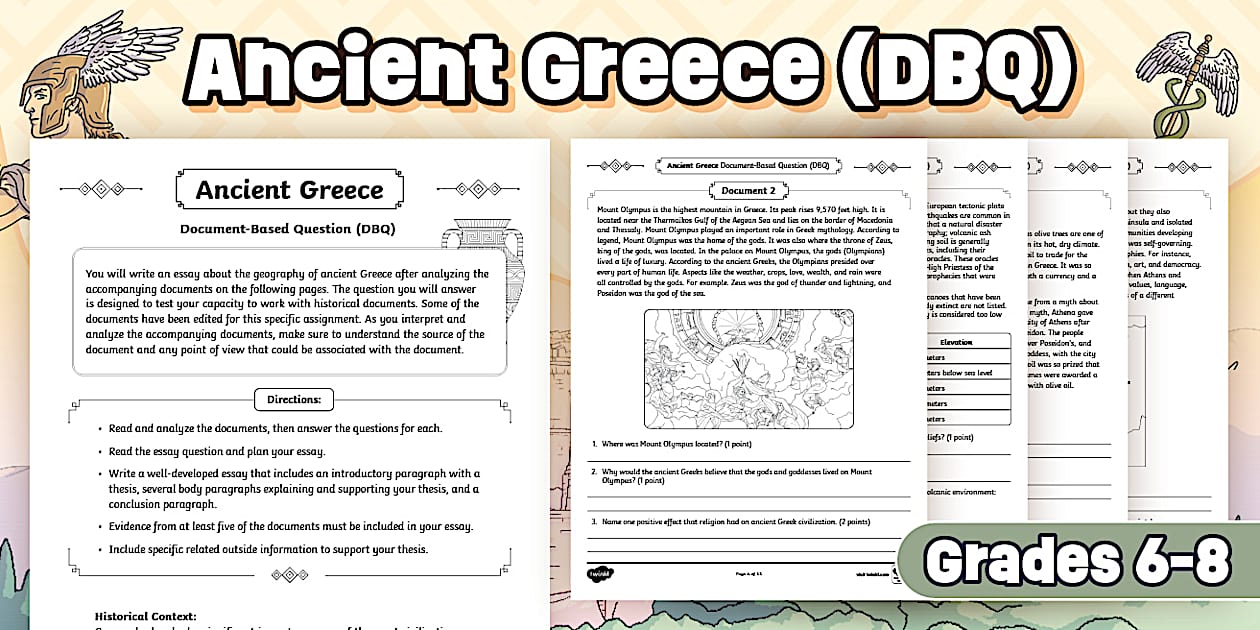 Ancient Greece Document-Based Question for 6th-8th Grade