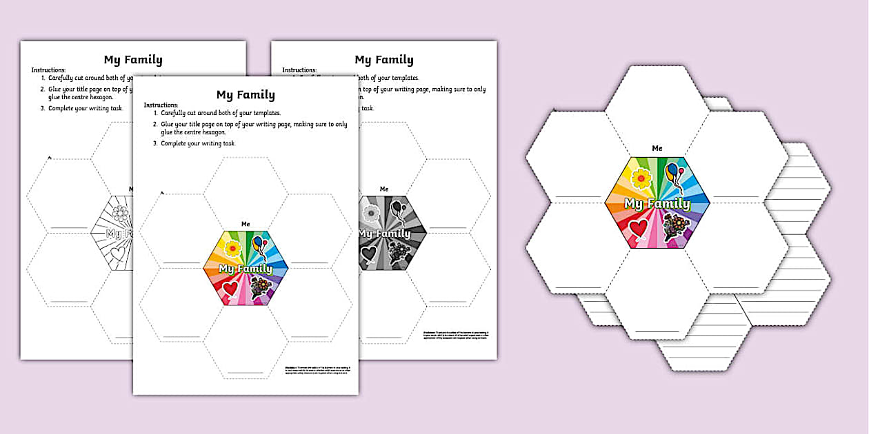 My Family Hexagon Writing Template - PSHE (Teacher-Made)