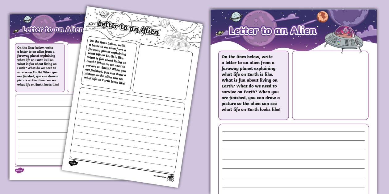 Letter to an Alien Writing Template (teacher made) - Twinkl