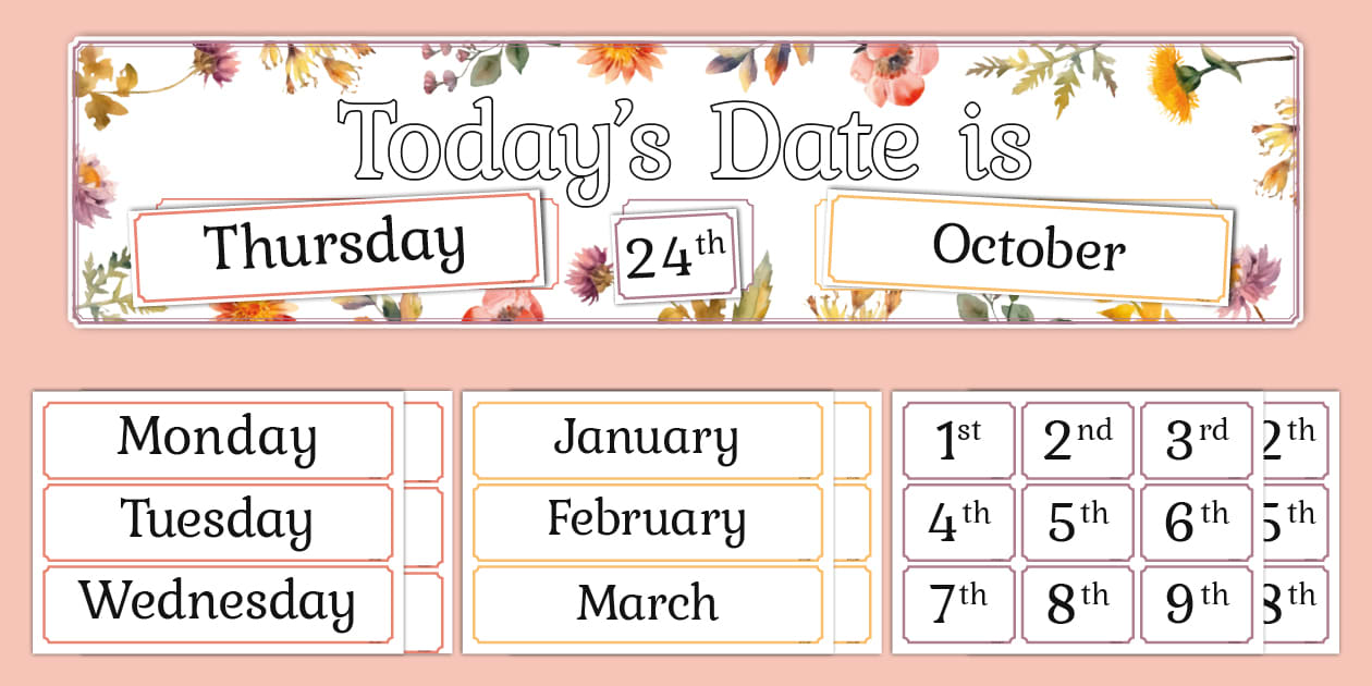 Wildflower Botanical Themed Today's Date Display Pack
