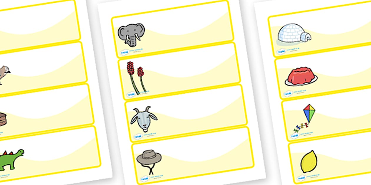 Editable Drawer - Peg - Name Labels (Set 2) - Yellow