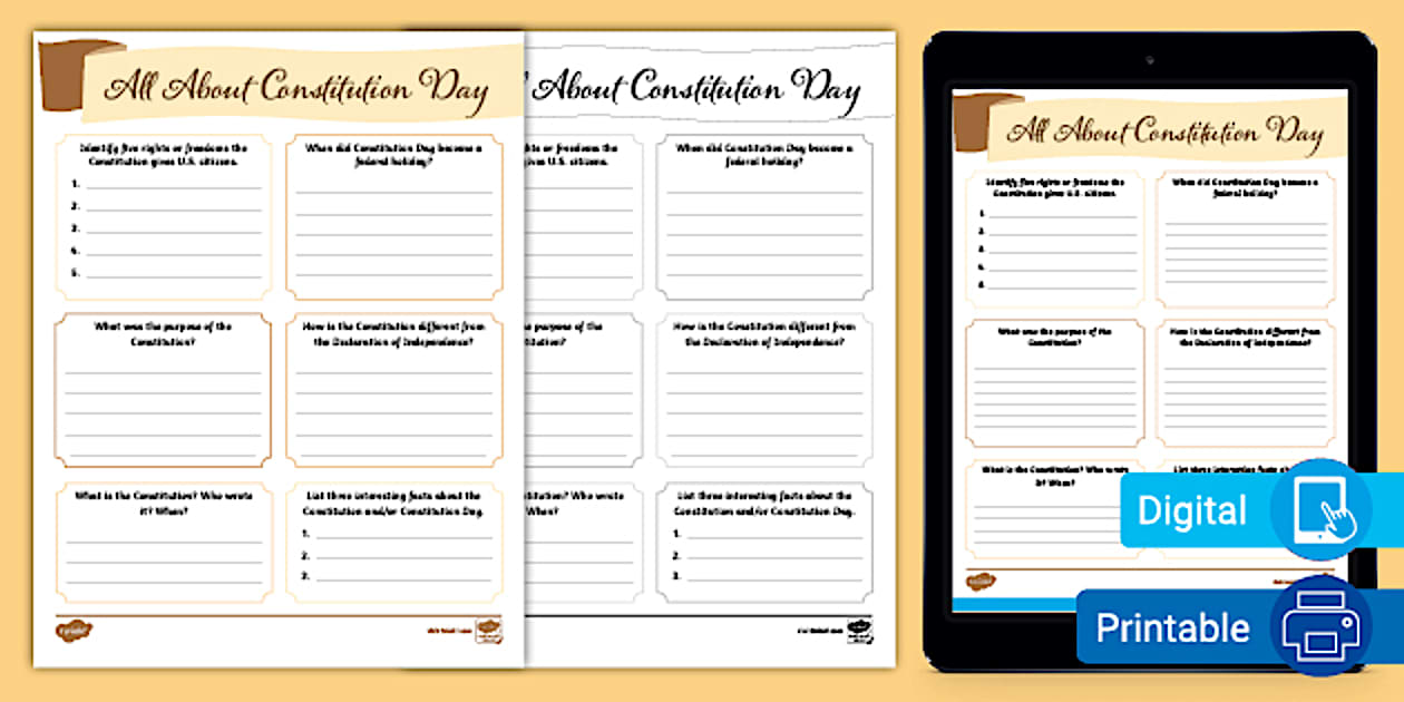 Constitution Day Graphic Organizer (Teacher-Made) - Twinkl