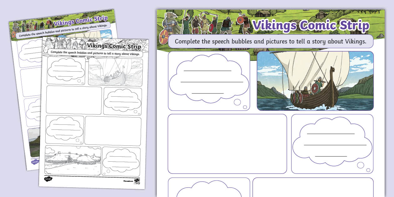 Vikings Finish the Comic Strip Worksheet - Twinkl