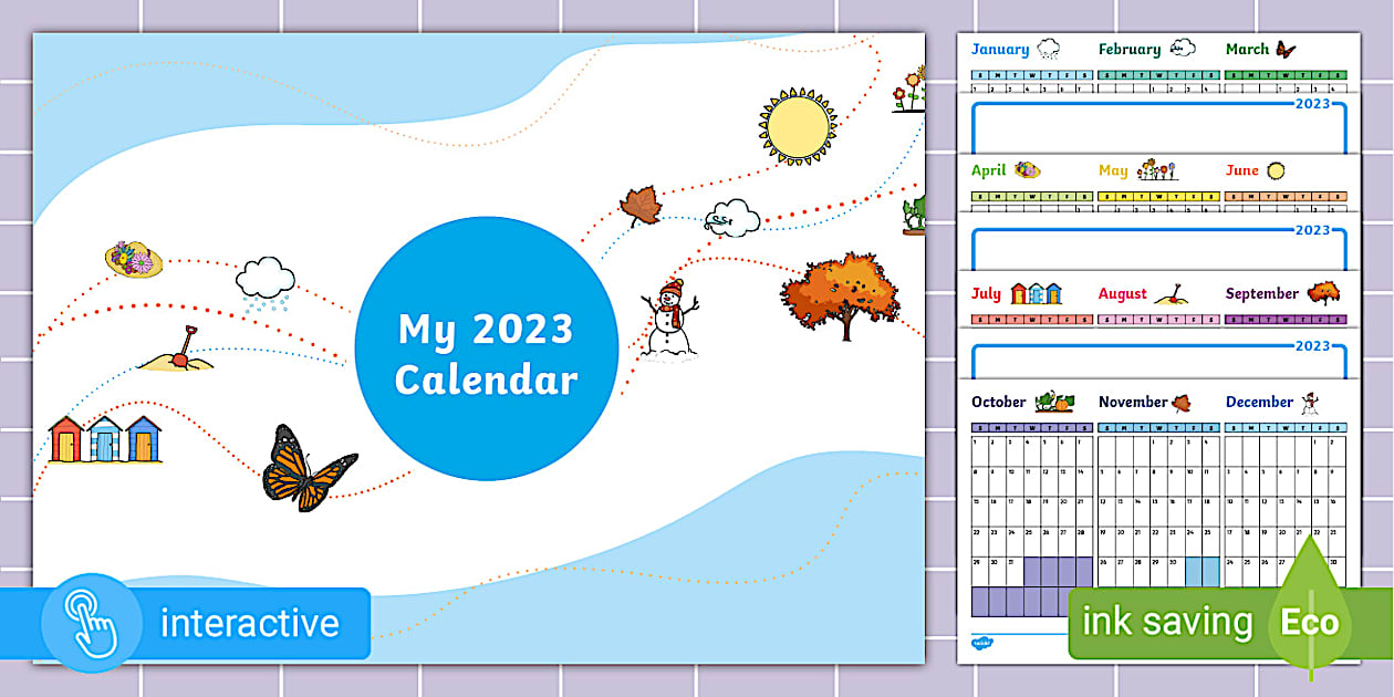 2023 Overview Calendar with Craft & Colouring Space