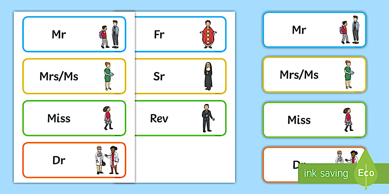 Personal Title Word Cards