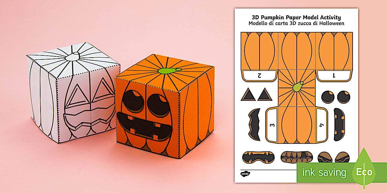 Black and White Simple Make Your Own 3D Pumpkin Halloween Paper Craft