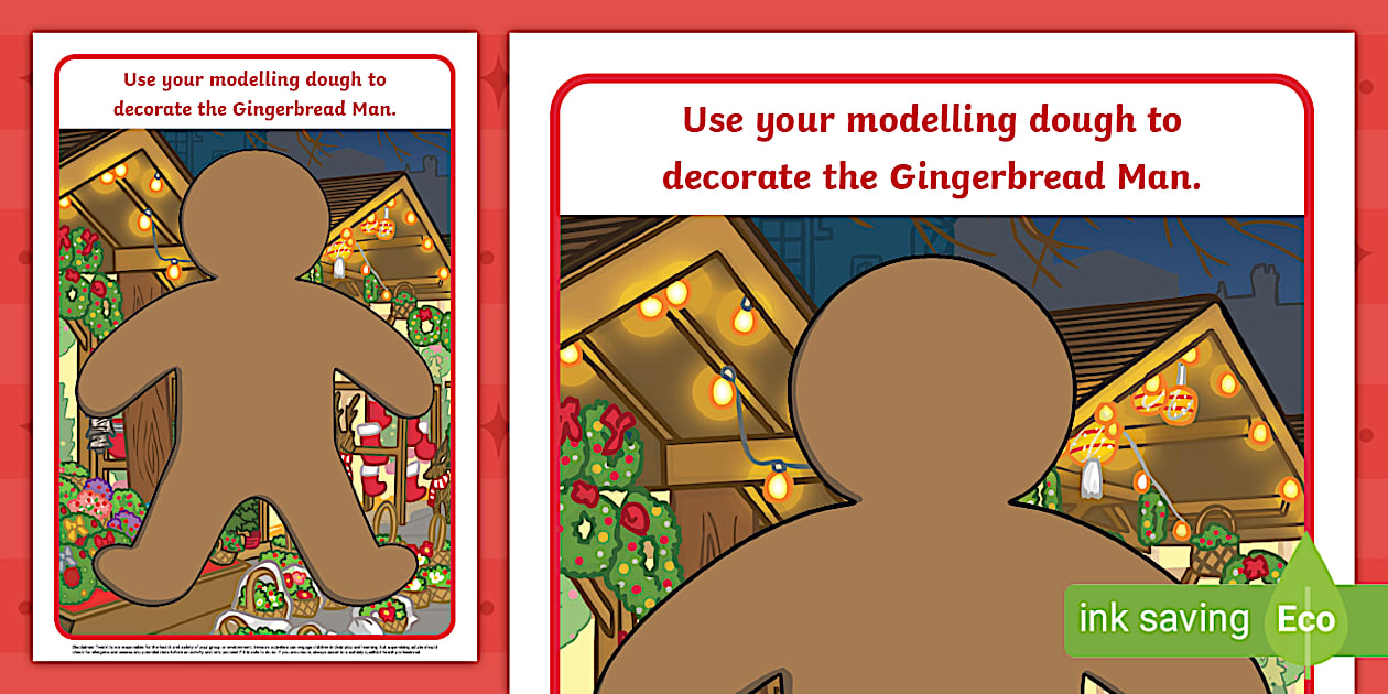 Christmas Gingerbread Man Modelling Dough Mat - Twinkl