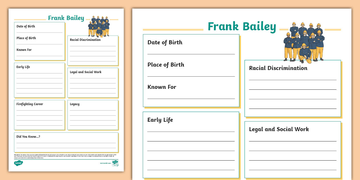 Frank Bailey Fact File Template,Black History Month - Twinkl