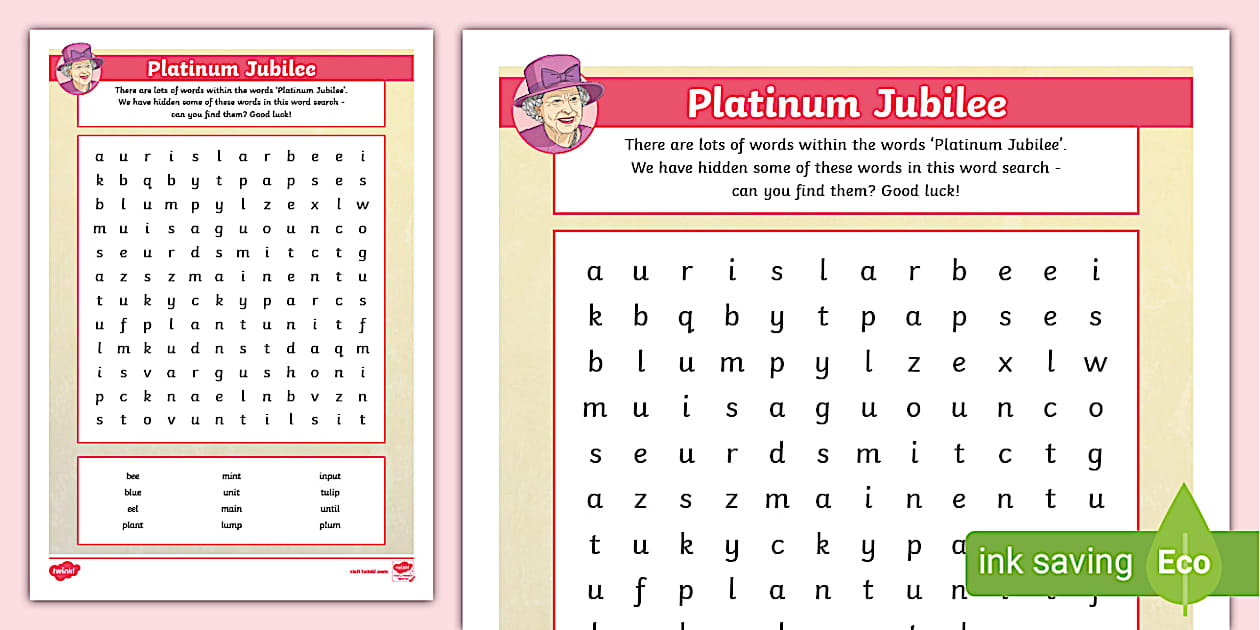 Platinum Jubilee Word Unscramble Word Search - Twinkl
